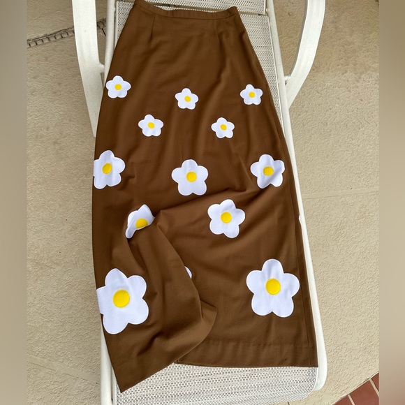 Vintage | Skirts | Vintage 7s De Weese Design Daisy Flower Print High ...